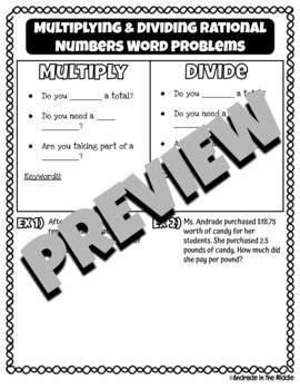 Interactive Guided Notes E Multiply Divide Rational Numbers Word