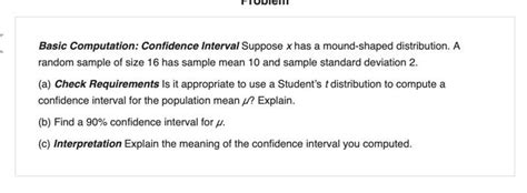 solved basic computation confidence interval suppose xhas a