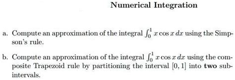 solved numerical integration compute an approximation of the integral