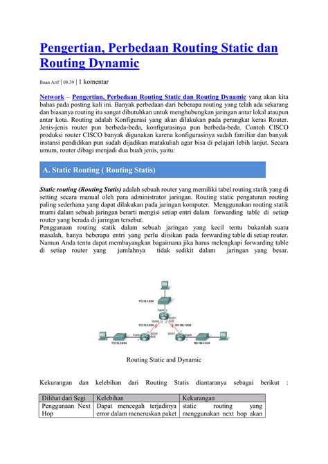 Perbedaan Dynamik Dan Statik Routing DOCX