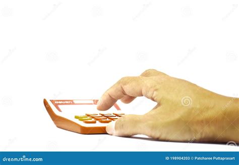 Fingers Pressing The Calculator Stock Image Image Of Hand Limb 198904203