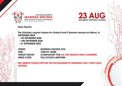 Saturday Support Classes Mandisa Shiceka Sos