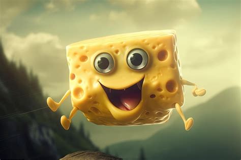 Premium Ai Image Flying Cheese Monster Illustration Generative Ai