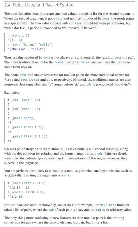 racket doc on lisp cons problem