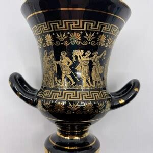Vintage Porcelain I Spyropoulos Urn Vase Handmade In Greece 24k Gold