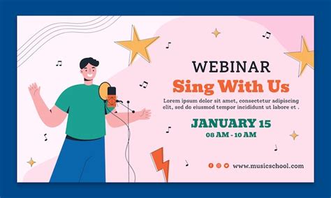 Free Vector Flat Design Music School Webinar Template