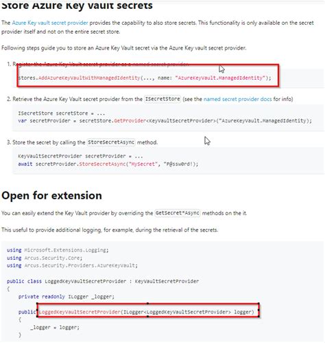 Update Azure Key Vault Secrets Documentation · Arcus Azure Curity · Discussion 312 · Github