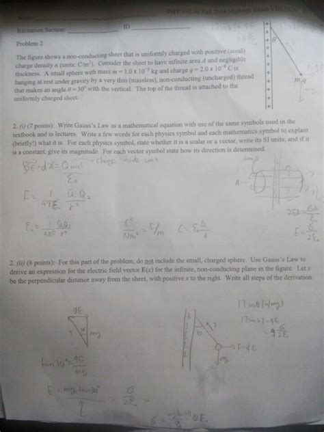 Solved The Figure Shown A Non Conducting Sheet That Is
