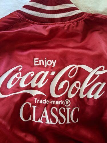 Vintage Coca Cola Snap Button Satin Jacket Size Mens Medium Red