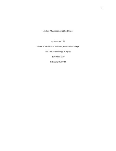 Soci Assignment 2 Module 2 Assessment Short Paper Parampreet Gill School Of Health And