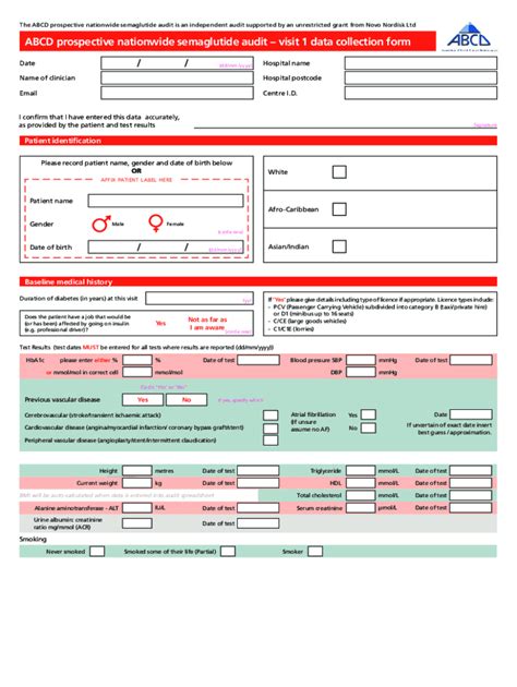 Fillable Online Visit 1 Data Collection Form Fax Email Print Pdffiller