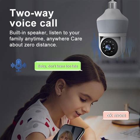 Ai Humanoid Detection Home Security Camera E27 Led Lights Illumination Hd 3mp Wifi Cctv Camera