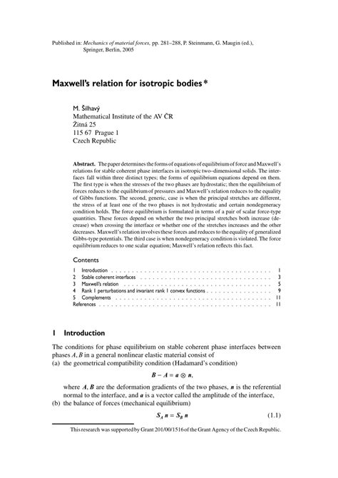 Pdf Maxwells Relation For Isotropic Bodies