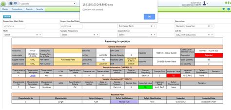 Bug 14534 Unable To Create Concern From Inspection Control Sp915 Omnex Issue Tracker