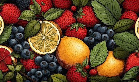 Premium Ai Image Fruity Background Of Berries And Citrus Selective