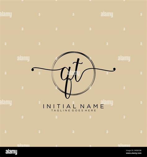 QT Initial Handwriting Logo With Circle Stock Vector Image Art Alamy