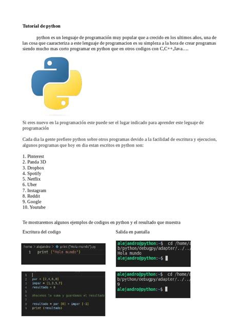 tutorial basico de python pdf python lenguaje de programación