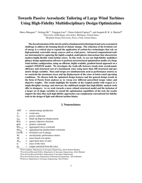Pdf Towards Passive Aeroelastic Tailoring Of Large Wind Turbines Using High Fidelity