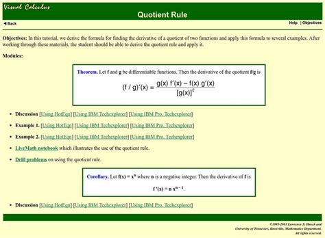 Math Archives Visual Calculus Quotient Rule Activity For 9th 10th Grade Lesson Planet