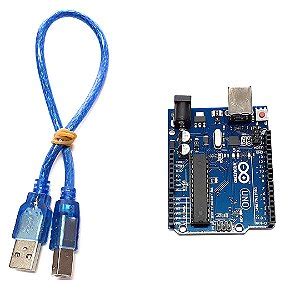 Placa Compatível Arduino Uno R Atmega p Cabo Usb Pinos PISCALED Arduino Componentes
