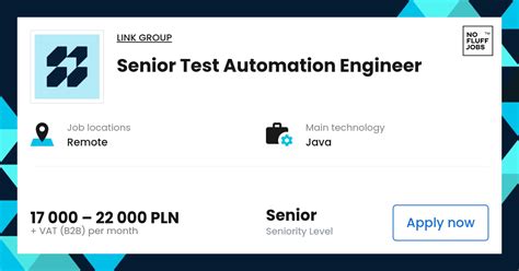 Senior Test Automation Engineer Job Testing Link Group Remote No Fluff Jobs