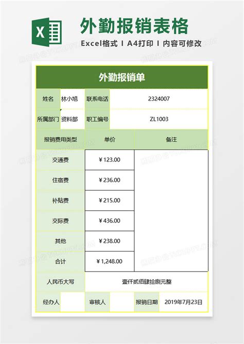 报销单实例拓展excel模板下载熊猫办公
