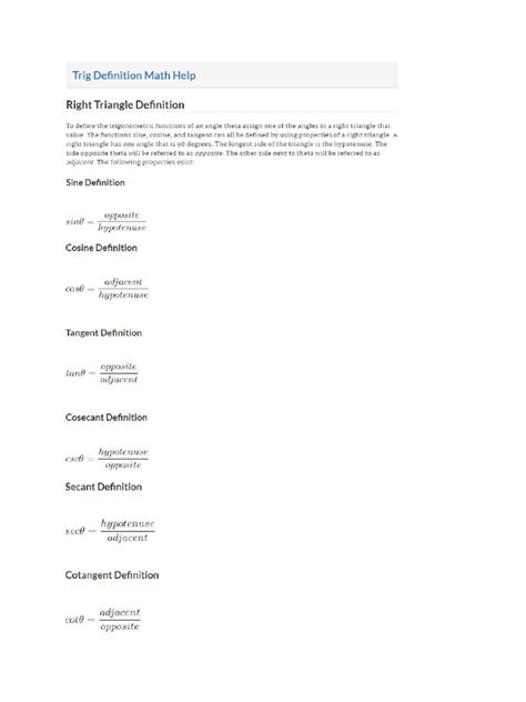 trigonometry definitions and functions pdf