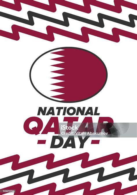 카타르 국경일 12 월 18 일에 매년 축하되는 국가 행복한 휴일 카타르 국기 애국적인 요소 포스터 카드 배너 및 배경 벡터 일러스트 레이 션 12월에 대한 스톡 벡터 아트