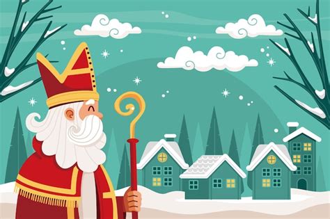 Premium Vector Flat Sinterklaas Background