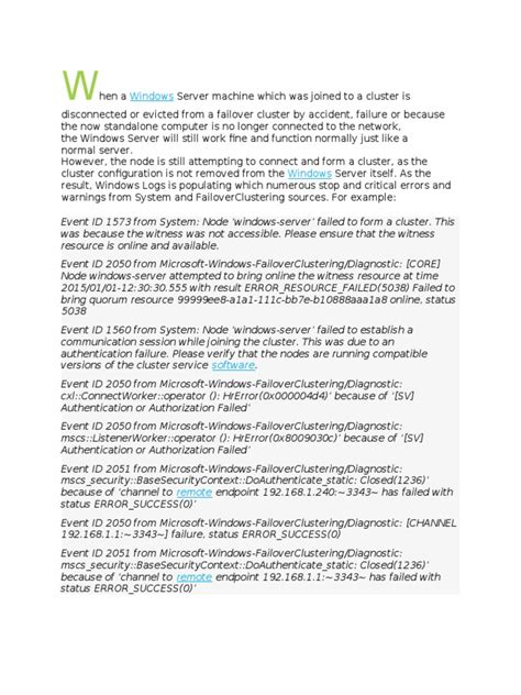 Remove Failover Cluster Pdf Computer Cluster Windows Server 2008