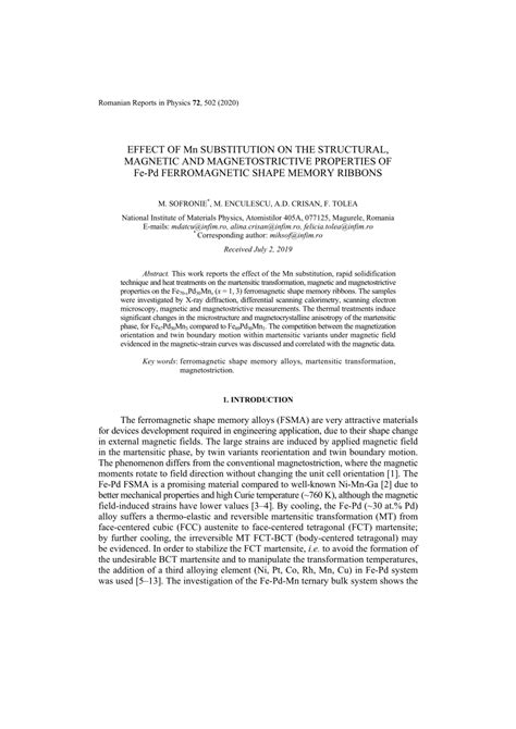 Pdf Effect Of Mn Substitution On The Structural Magnetic And