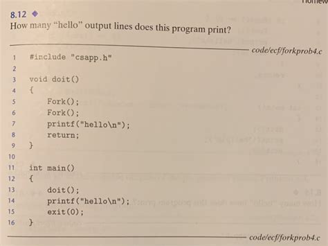 Solved Tiew 812 How Many Hello Output Lines Does This