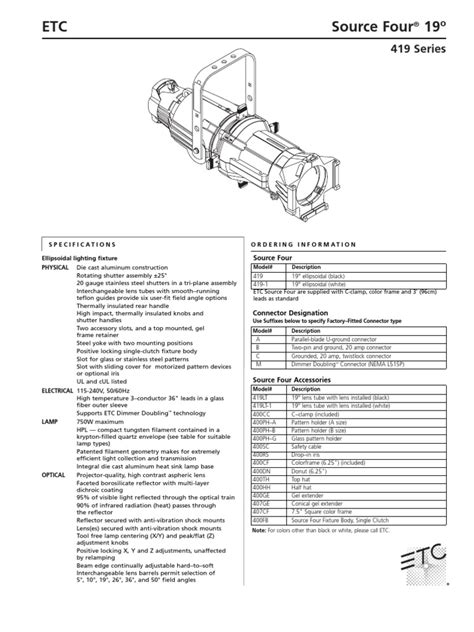 Etc Source 4 19 Degree Datasheet Pdf Components Manufactured Goods