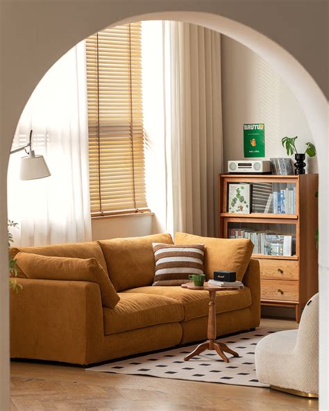 건강한 원목가구 예스우드 물결처럼 부드럽게 퍼지는 편안함 벨랑 코듀로이 소프트 워셔블 소파 어떤 자세로 기대어도 몸을