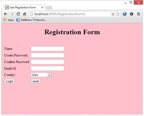 Registration Form Using Servlet In Java