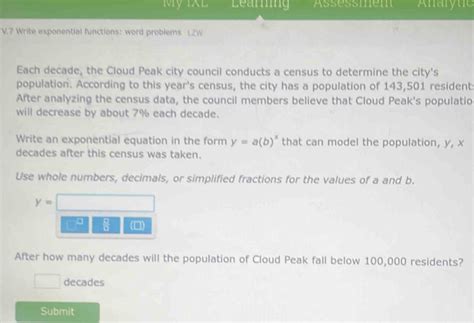 Solved My Ixl Learning Assessment Anarytic V7 Write Exponential