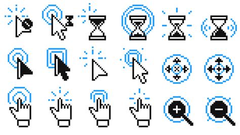 Pixel Click Icons Arrow Clicks Icon Mouse Pointer Hand Touch Finger Tap Target Cursor Flat