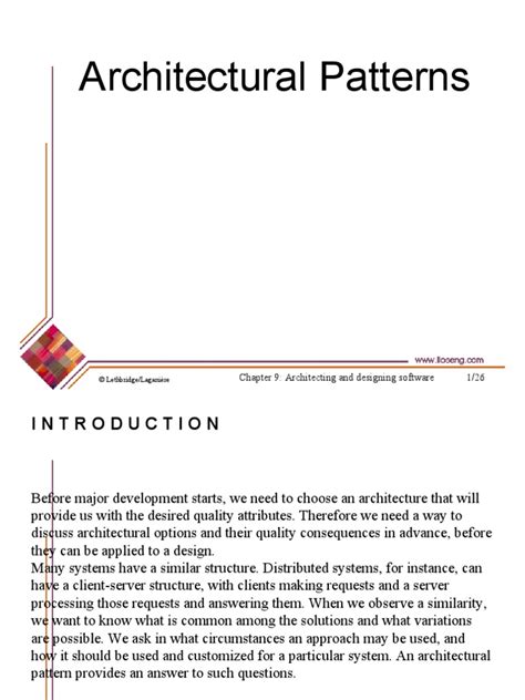 Architectural Patterns Chapter 9 Architecting And Designing Software
