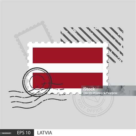 라트비아 국기 우표 회색 포스트 스탬프 배경에서 격리된 벡터 그림과 지정은 벡터 Eps10입니다 0명에 대한 스톡 벡터 아트 및 기타 이미지 Istock