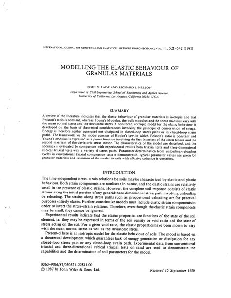 pdf modelling the elastic behaviour of granular materials