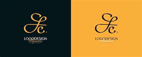 우아하고 미니멀한 필기 스타일의 초기 F 및 C 로고 디자인 Fc 서명 로고 또는 웨딩 패션 주얼리 부티크 및 비즈니스