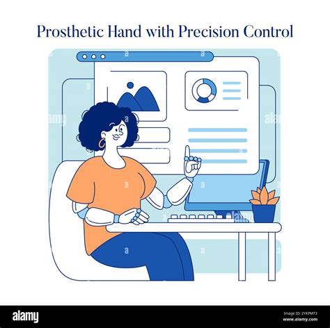 Adaptive Technology Concept Illustration Of A Woman Using A Prosthetic Arm With Advanced