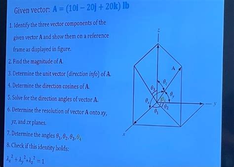 solved given vector a 10i−20j 20k lb 1 identify the three
