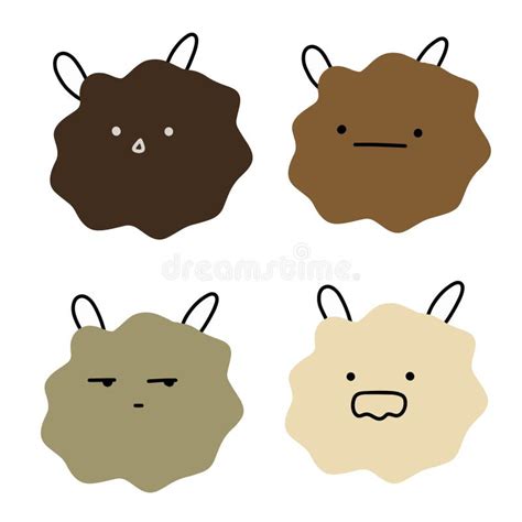 Soft Blob Character Vector Various Expressions Cute And Minimalist Design 4 Vectors Stock Vector