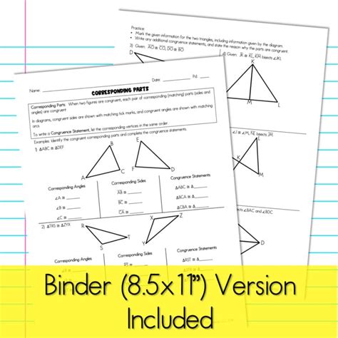 Corresponding Parts Of Triangles Editable Guided Notes For Interactive Notebooks