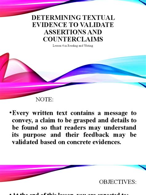 determining textual evidence to validate assertions and counterclaims pdf evidence