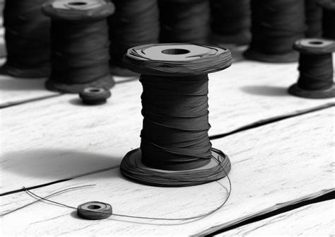 Premium Ai Image A Spool Of Black Thread With A Single Needle In The