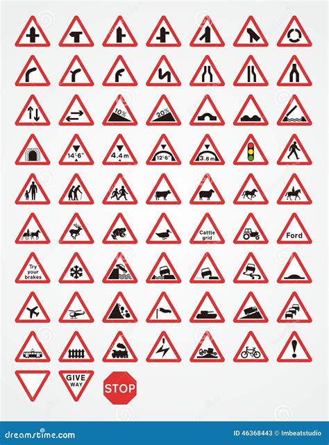 British Warning Traffic Signs Stock Illustration Image 46368443