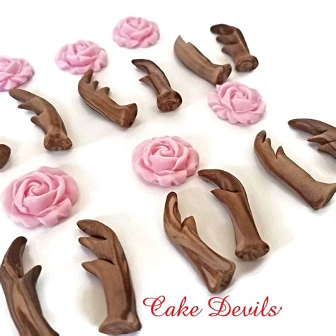 Fondant Antlers And Roses Cupcake Toppers Fondant