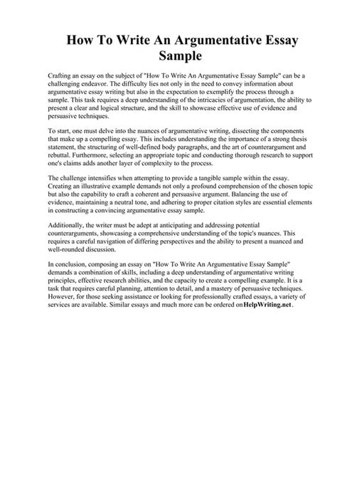 How To Write An Argumentative Essay Sample Pdf